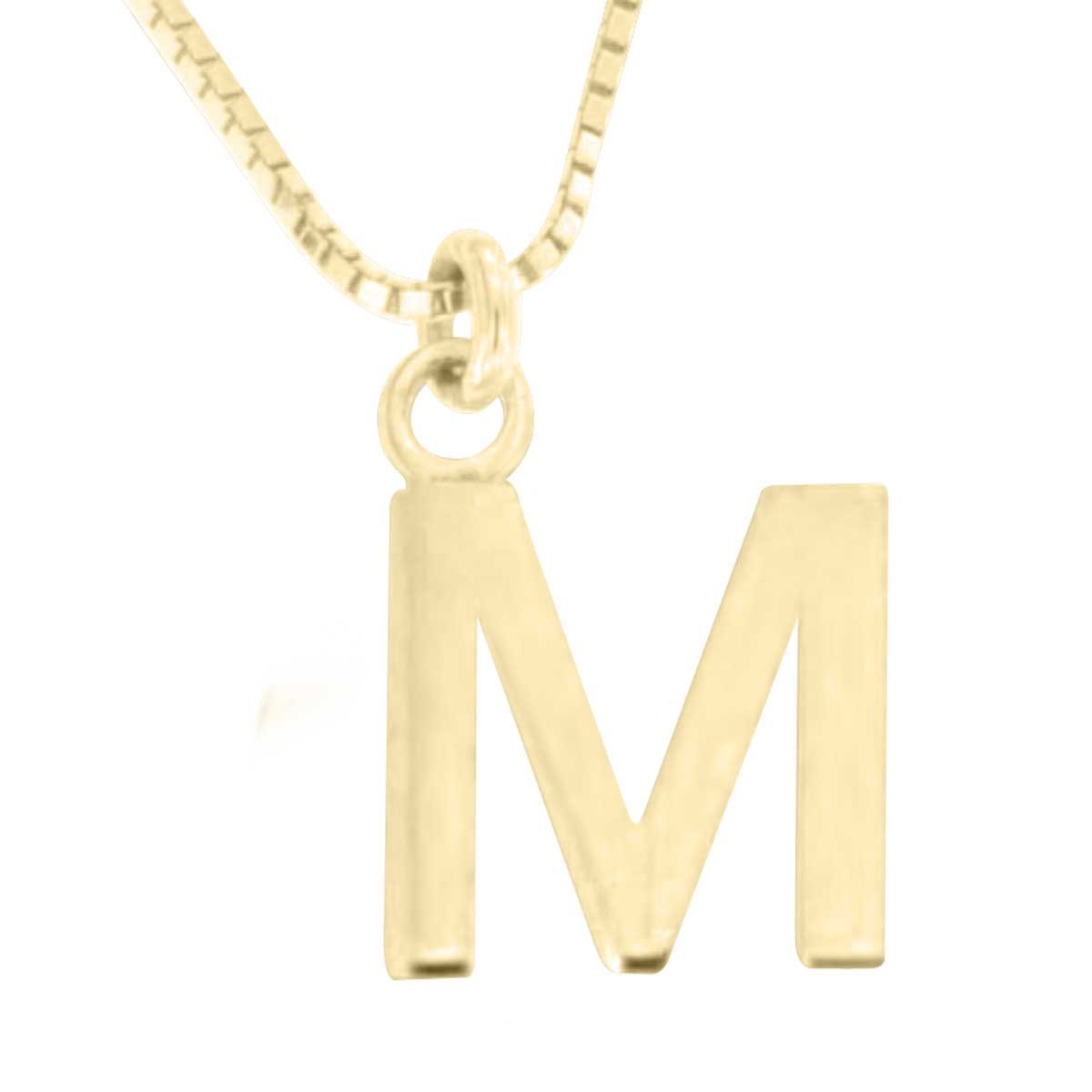 Dije con cadena fianelli letra m en oro amarillo 14k