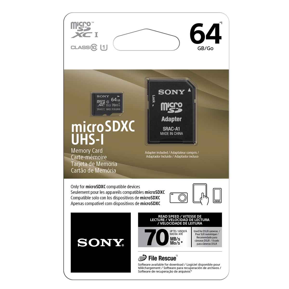 Memoria micro sd 64gb clase 10 70mb s sony sr-64uy2atq