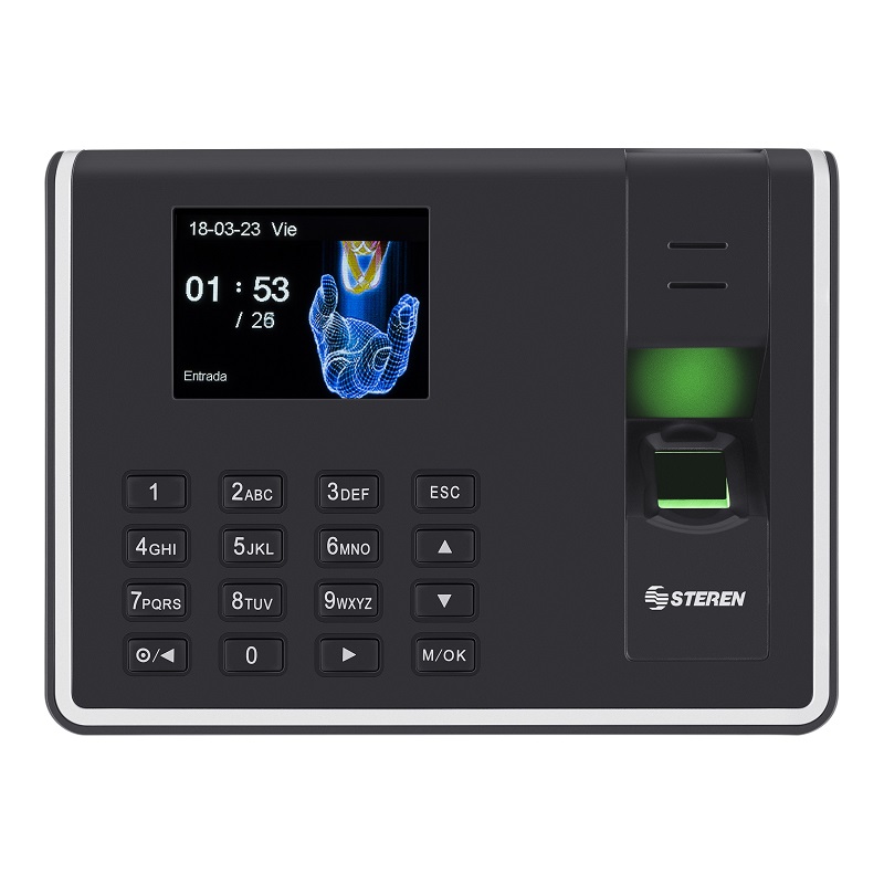 reloj checador con identificador de huella digital steren